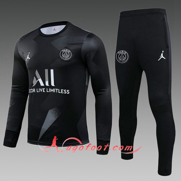 Nouveaux Survetement de Foot Paris PSG Enfant Noir Floqué Moins Cher 19 20