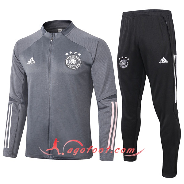 Nouveaux Ensemble Survetement de Foot Allemagne Gris Fonce 19 20
