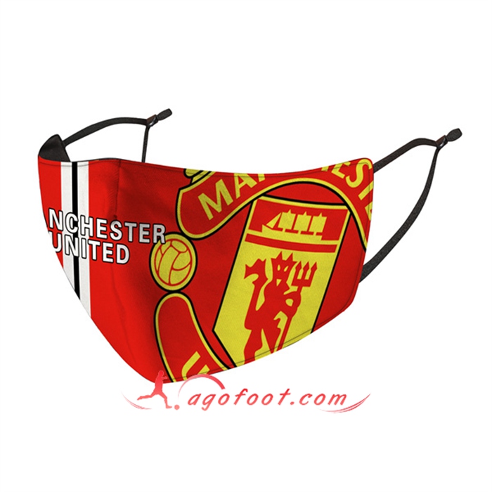 Promo Nouveau Masques Foot Manchester United Rouge Reutilisable -02