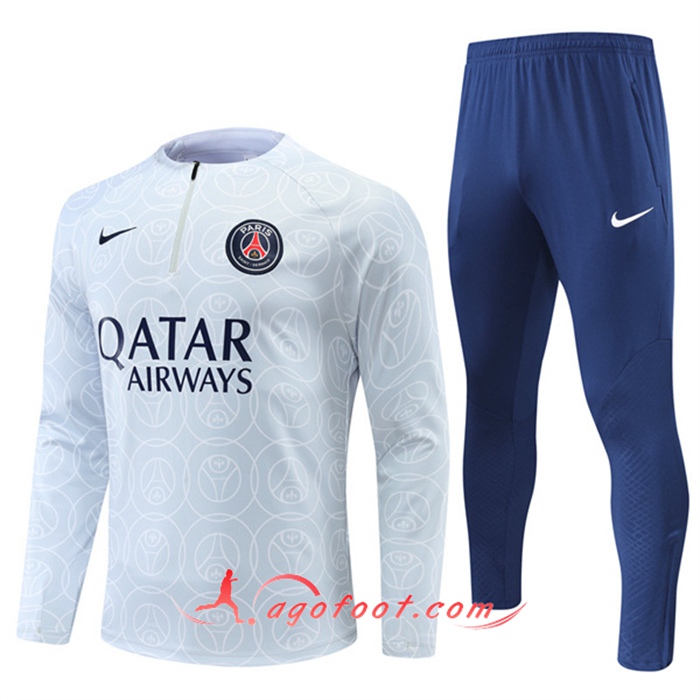 Site Ensemble Survetement de Foot PSG Blanc/Gris 2022/2023