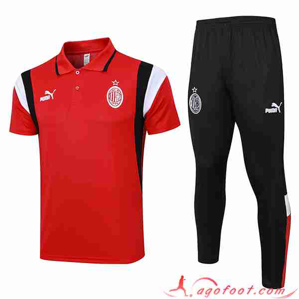 Achat De Ensemble Polo Foot Milan AC Rouge 2023/2024 -03