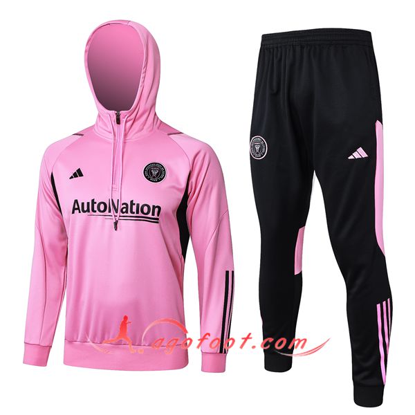 Nouveau Ensemble Survetement Veste A Capuche Inter Miami CF Rose/Noir ...